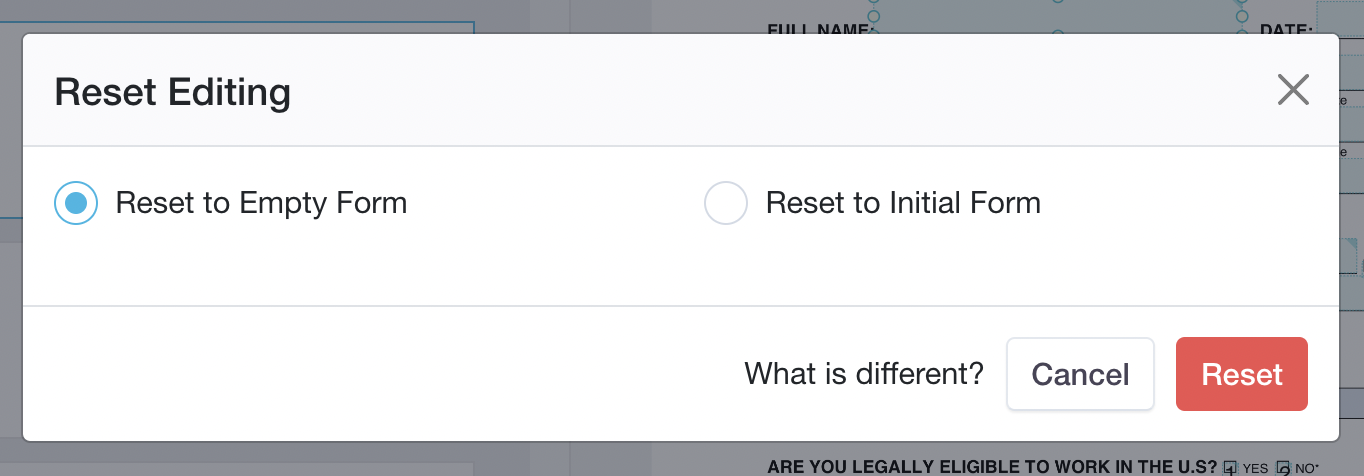 Reset online web form